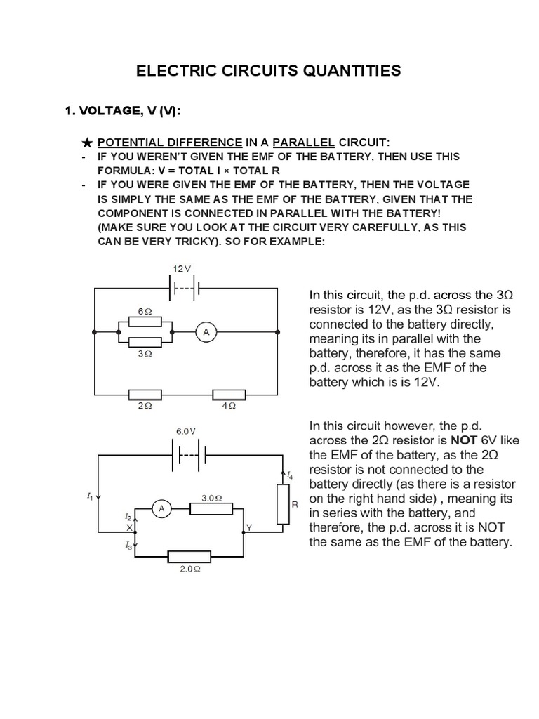 Understanding the Key Quantities in Electric Circuits: Voltage, Resistance, and Current | PDF