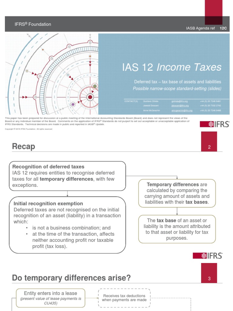 IAS 12 Income Taxes: Ifrs Foundation | PDF | Deferred Tax | Tax Expense
