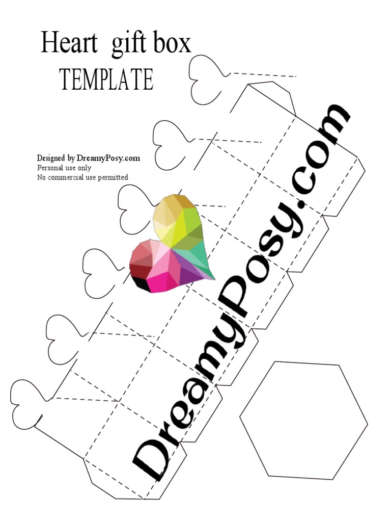 Heart Gift Box Template: Personal Use Only No Commercial Use Permitted ...