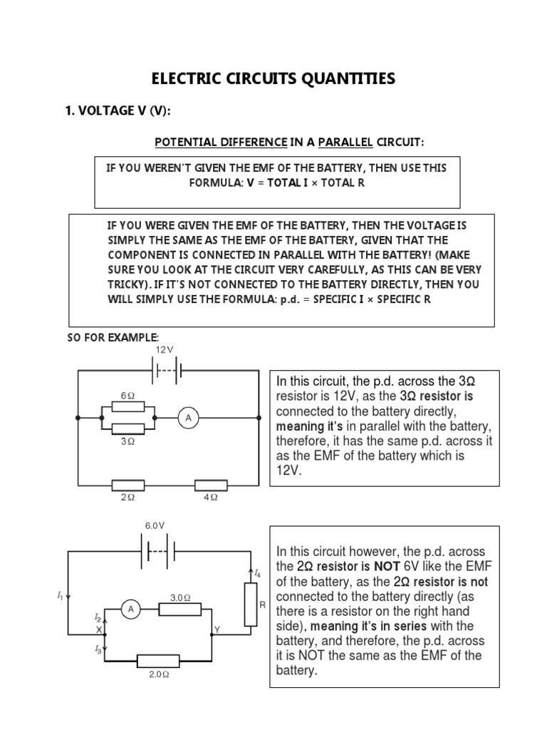 Igcse Physics Electric Circuits Quantities | PDF | Series And Parallel ...