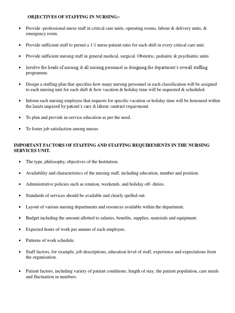 Objectives of Staffing in Nursing | Tort | Recruitment