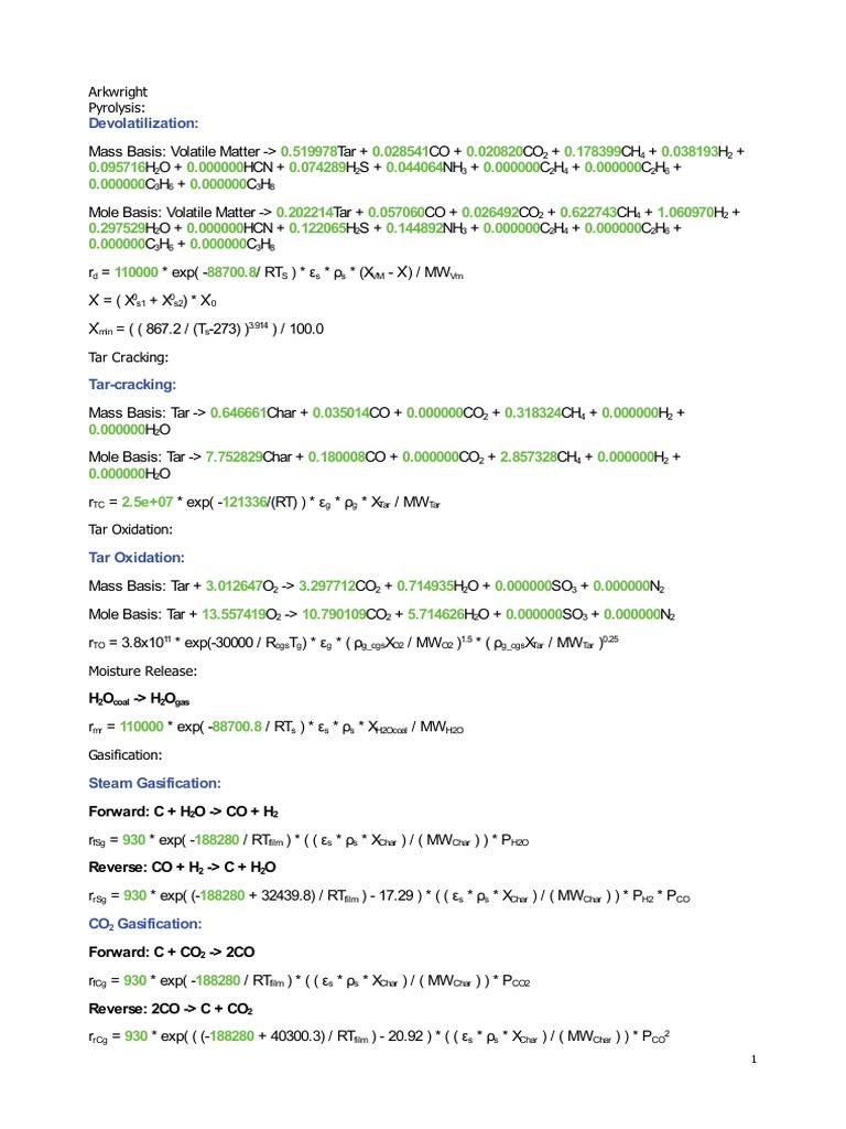 Kinetic model for pyrolysis, cracking, oxidation, and gasification ...