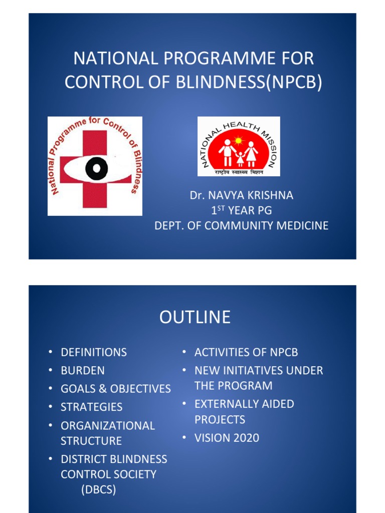 NPCB: Objectives and Strategies for Blindness Control | PDF | Visual ...