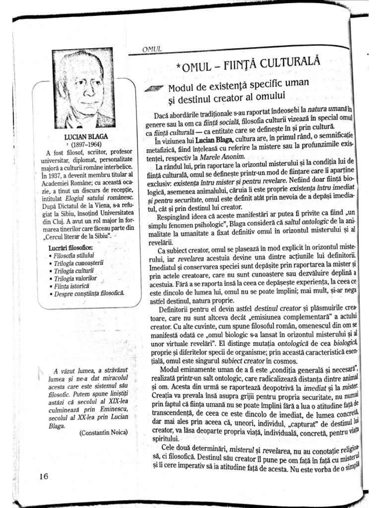 Omul, Fiinta Culturala | PDF