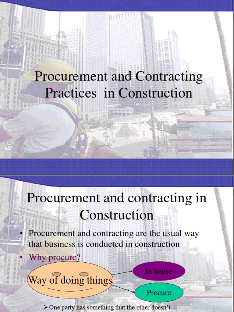 Procurement and Contracting Practices in Construction | PDF ...