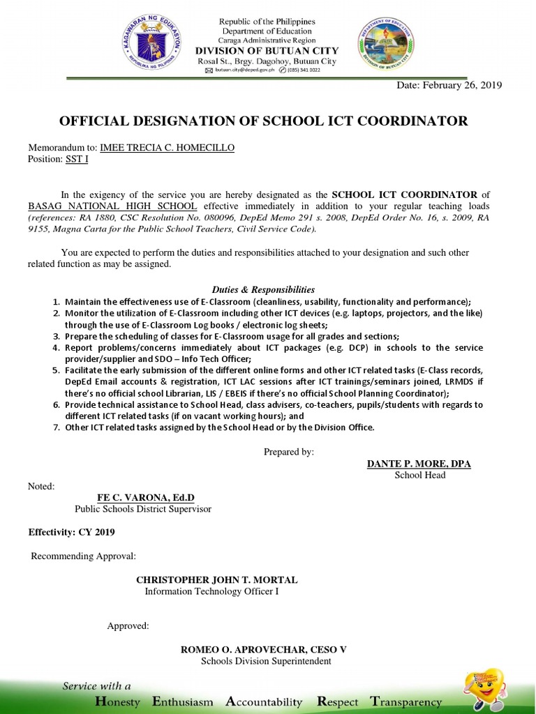 Designation Ict Coordinator 1 | PDF | Educational Technology ...