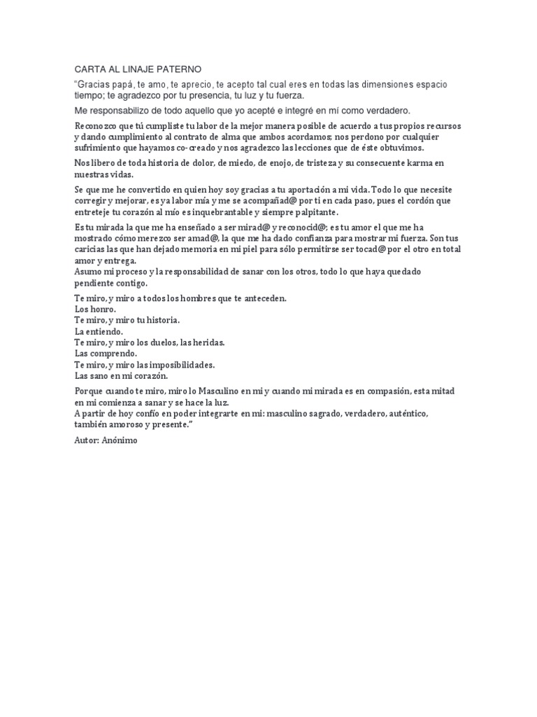 Carta Al Linaje Paterno | PDF