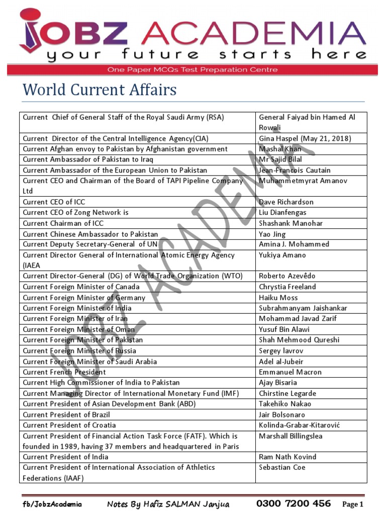 A Comprehensive List of Current Heads of State, Government and ...