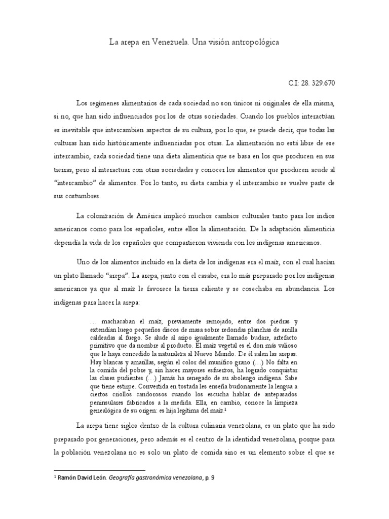 La Arepa en Venezuela | PDF | Maíz | Alimentos
