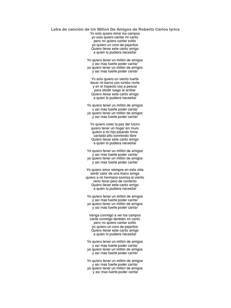 Letra de "Un Millón de Amigos" | PDF | Entretenimiento (general)