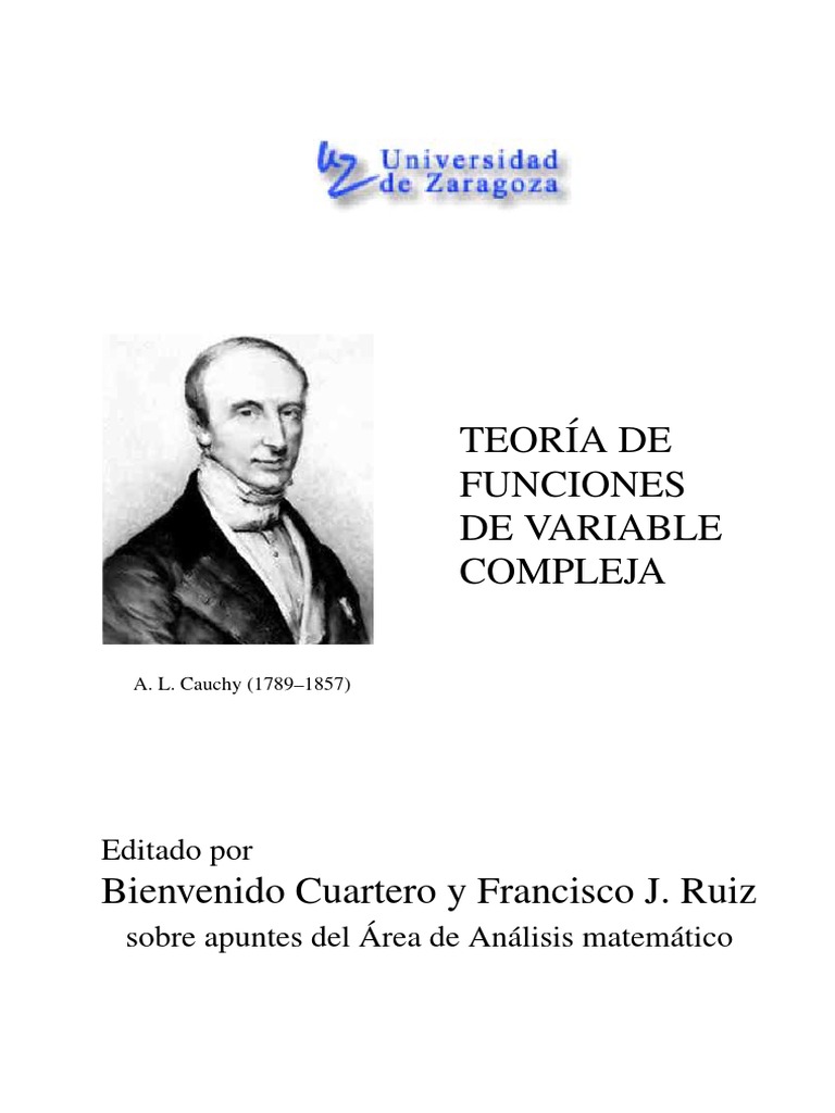 Teoria de Funciones de Variable Compleja Tema Portada PDF | PDF | Análisis complejo | Función ...