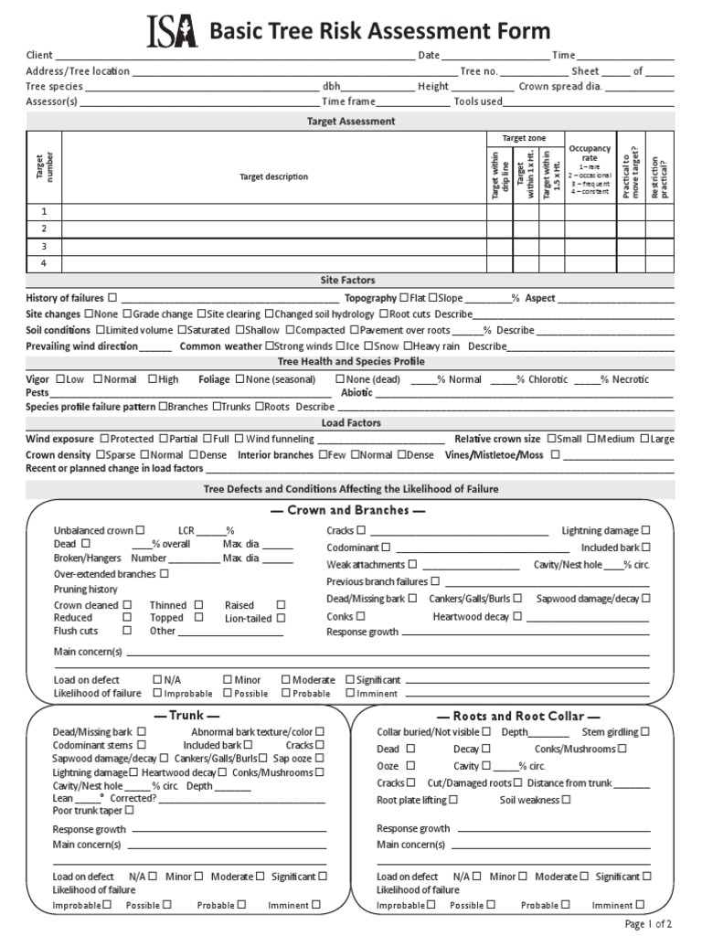 ISA TreeRiskAssessmentForm | PDF | Wood | Pruning