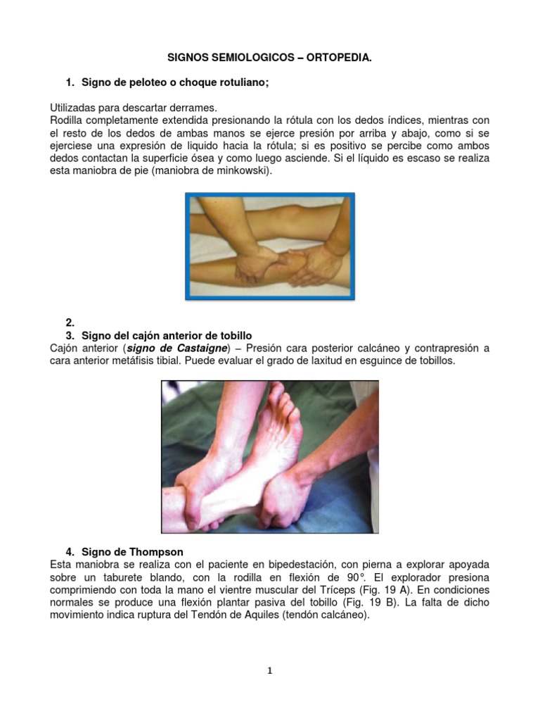 Lista de Signos Semiologicos Usados en Ortopedia | PDF | Rodilla | Tobillo