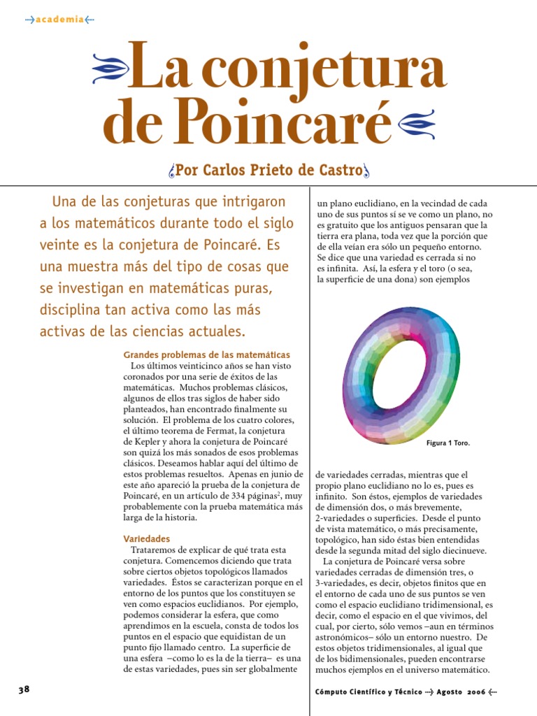 La Conjetura de Poincaré | PDF | Colector | Conceptos matemáticos