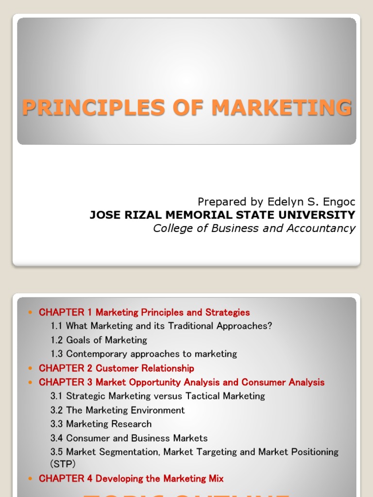 Principles of Marketing: Jose Rizal Memorial State University | PDF ...