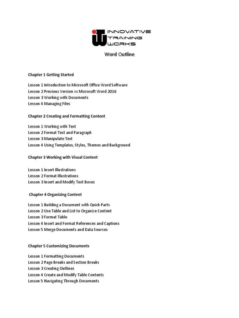 Microsoft Office Training Outline | PDF | Microsoft Word | Software