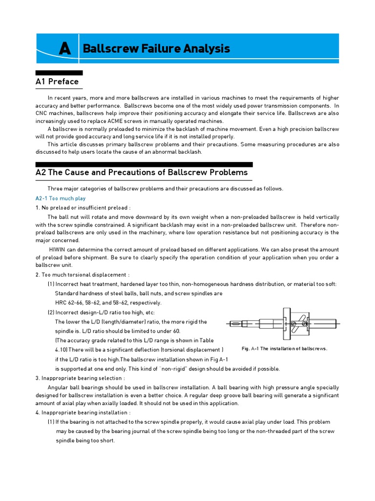 Ballscrew Failure Causes and Solutions | PDF | Bearing (Mechanical) | Screw