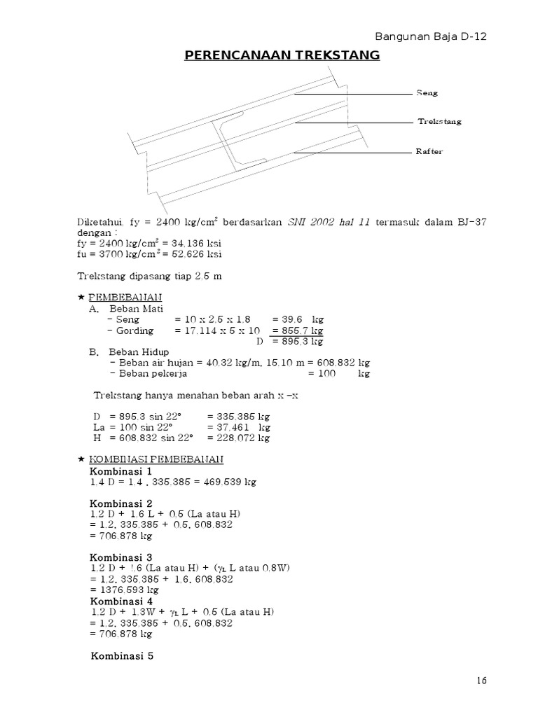 Perencanaan dan Dimensi Trekstang Baja | PDF