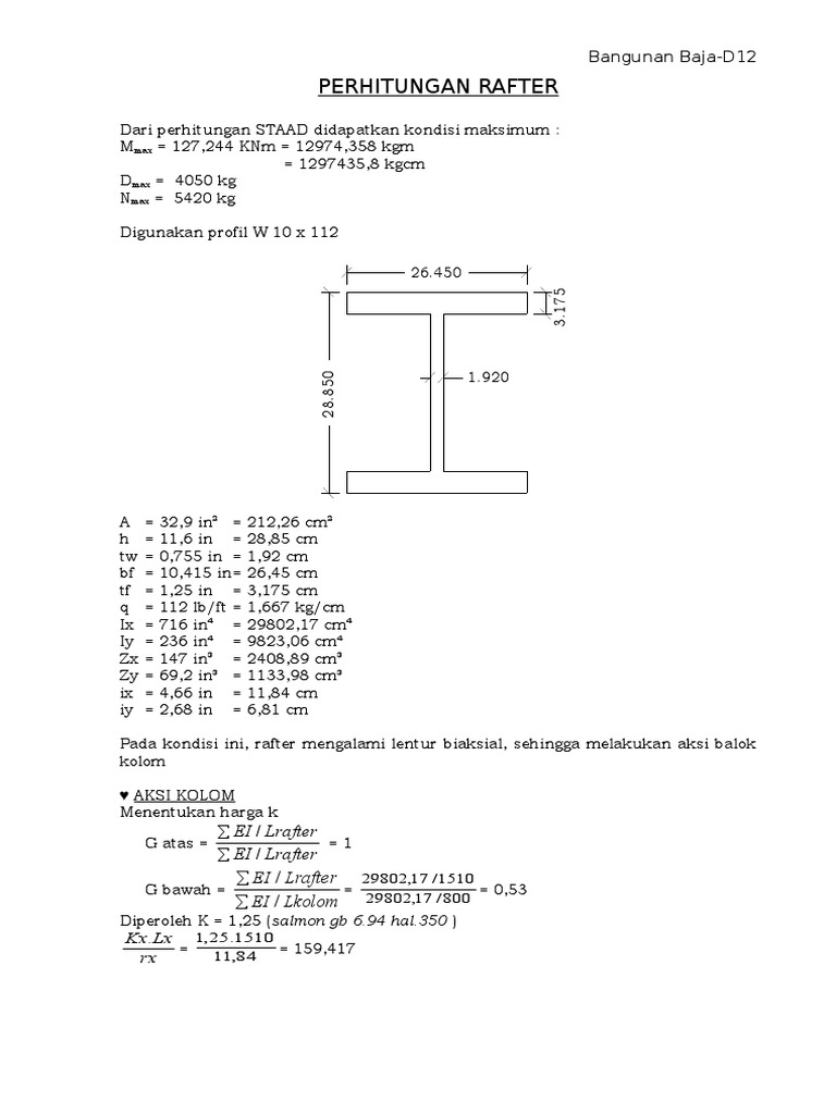 Perhitungan Rafter Baja WF | PDF