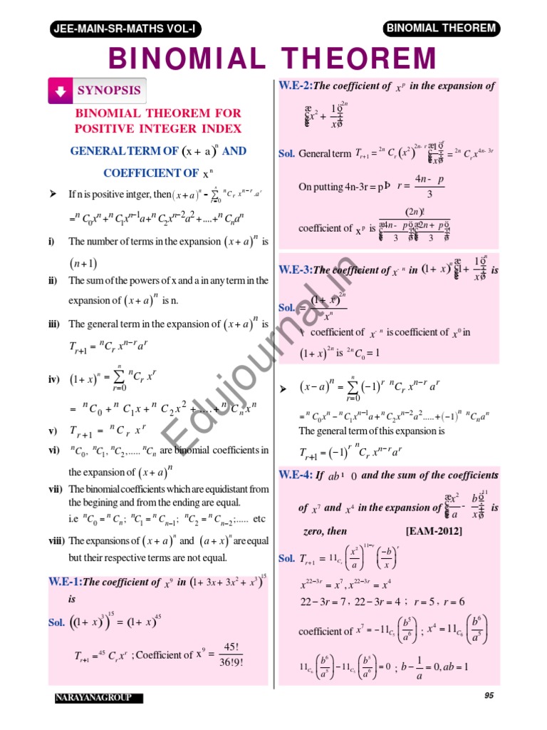 BINOMIAL THEOREM EXPANSION FORMULA | PDF | Rational Number | Complex Analysis