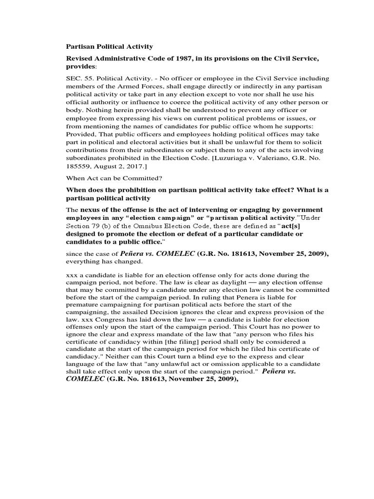 Partisan Political Activity | PDF | Constitutional Law | Public Sphere