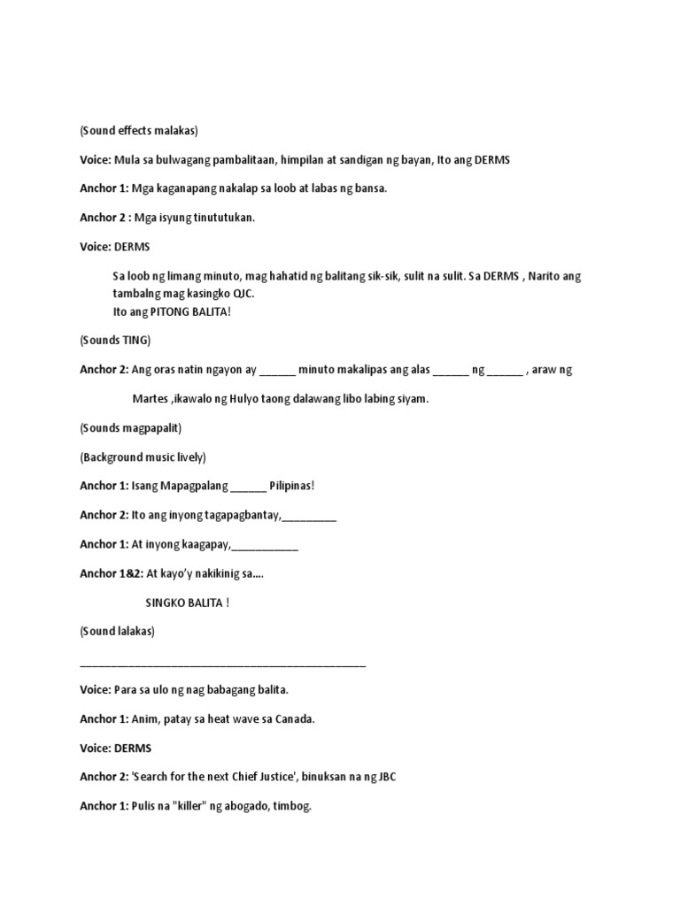 Filipino Radio Broadcasting Script | PDF