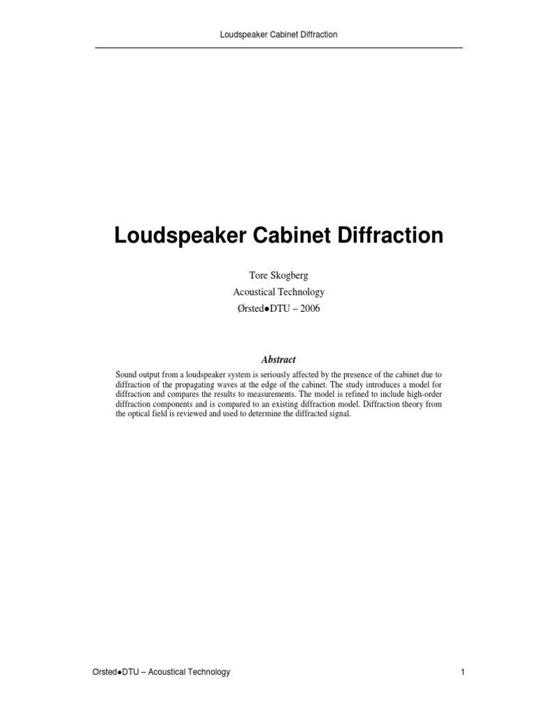 Loudspeaker Cabinet Diffraction: Tore Skogberg Acoustical Technology ...