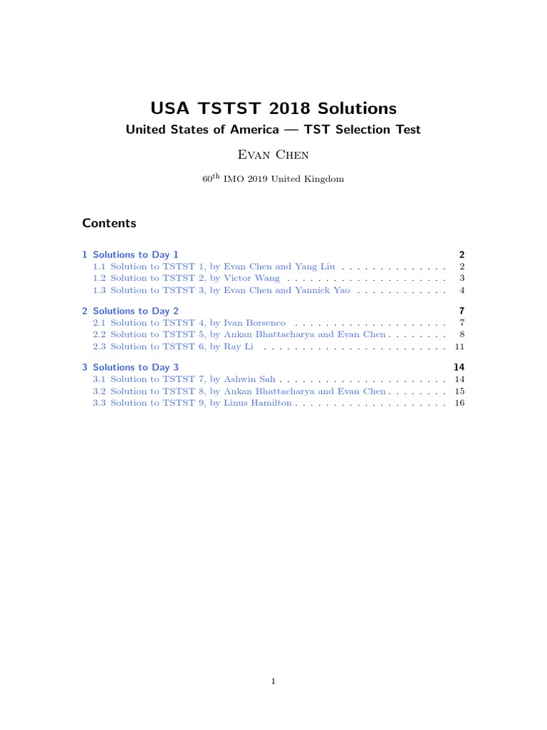USA TSTST 2018 Solutions: United States of America - TST Selection Test ...