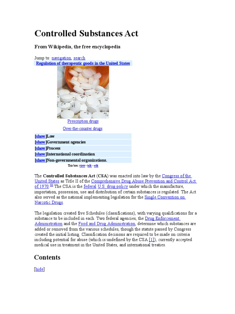 Overview of the Controlled Substances Act | PDF | Controlled Substances ...