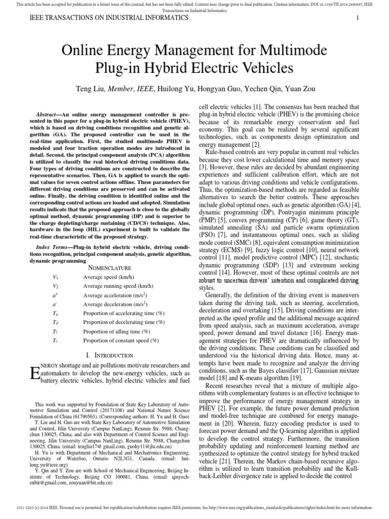 Liu 2018 | PDF | Plug In Hybrid | Principal Component Analysis