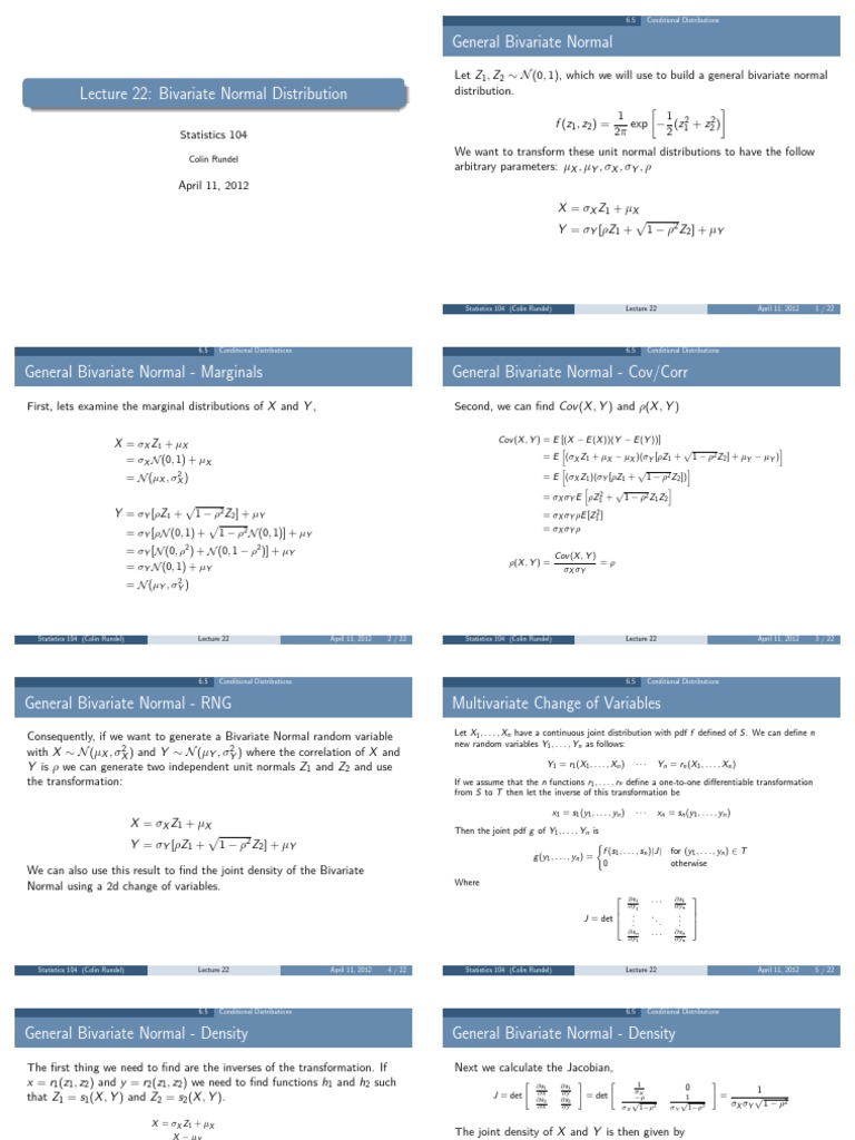 Bivariate Normal Distribution | PDF | Measure Theory | Functions And ...