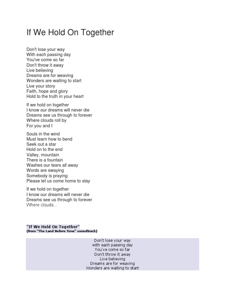 If We Hold On Together | PDF