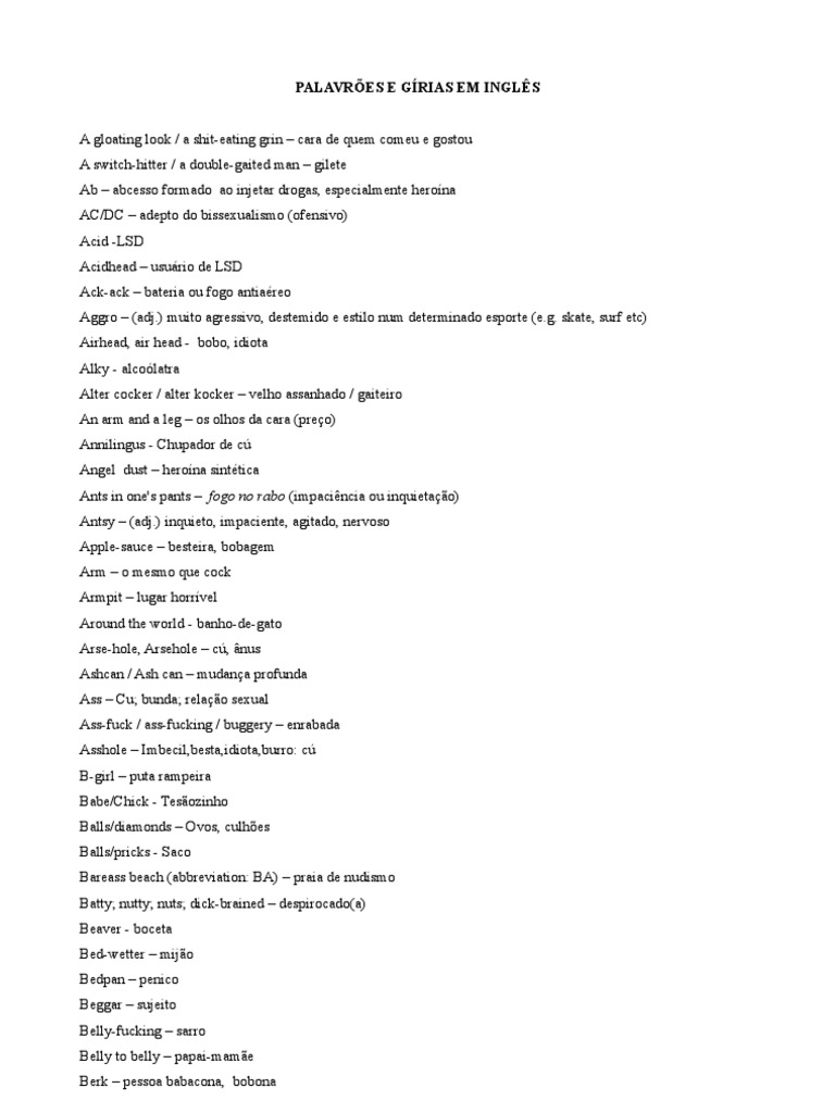 Palavrões em Inglês | PDF