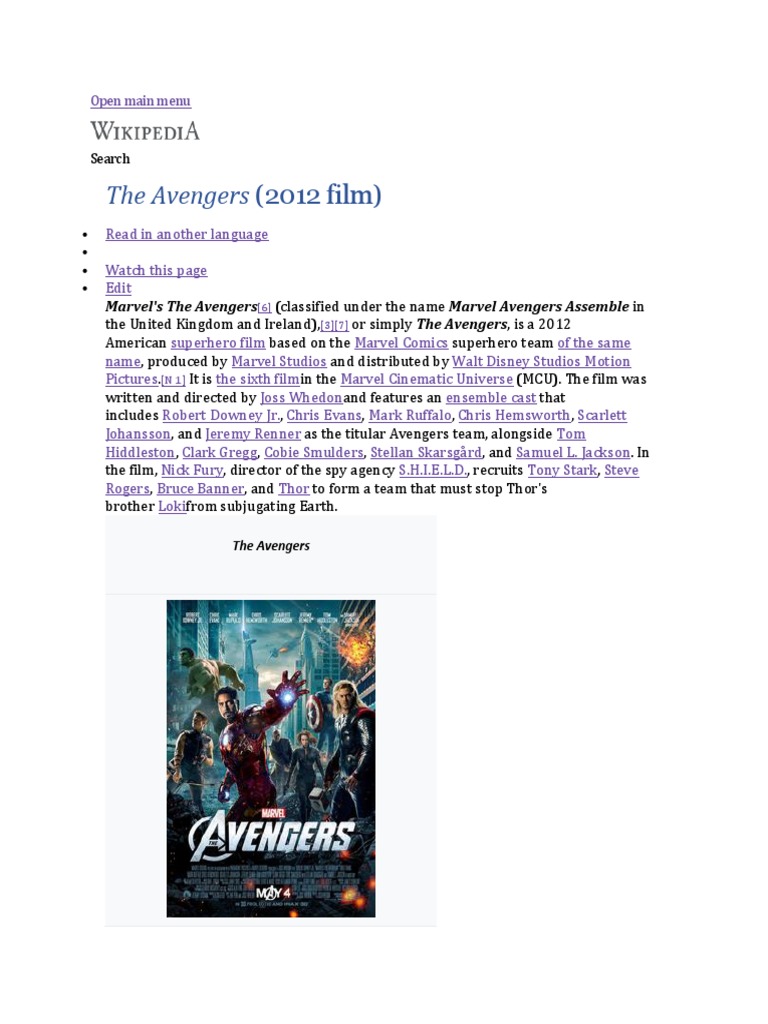 The Avengers (2012 Film) | PDF