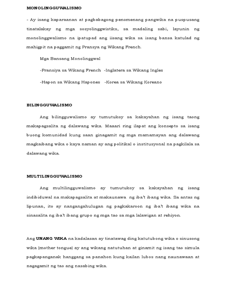 MONOLINGGUWALISMO | PDF