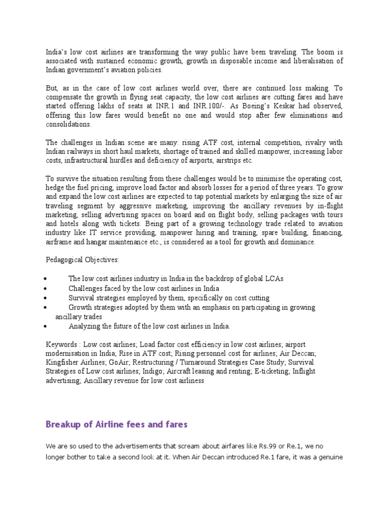 Breakup of Airline Fees and Fares | PDF