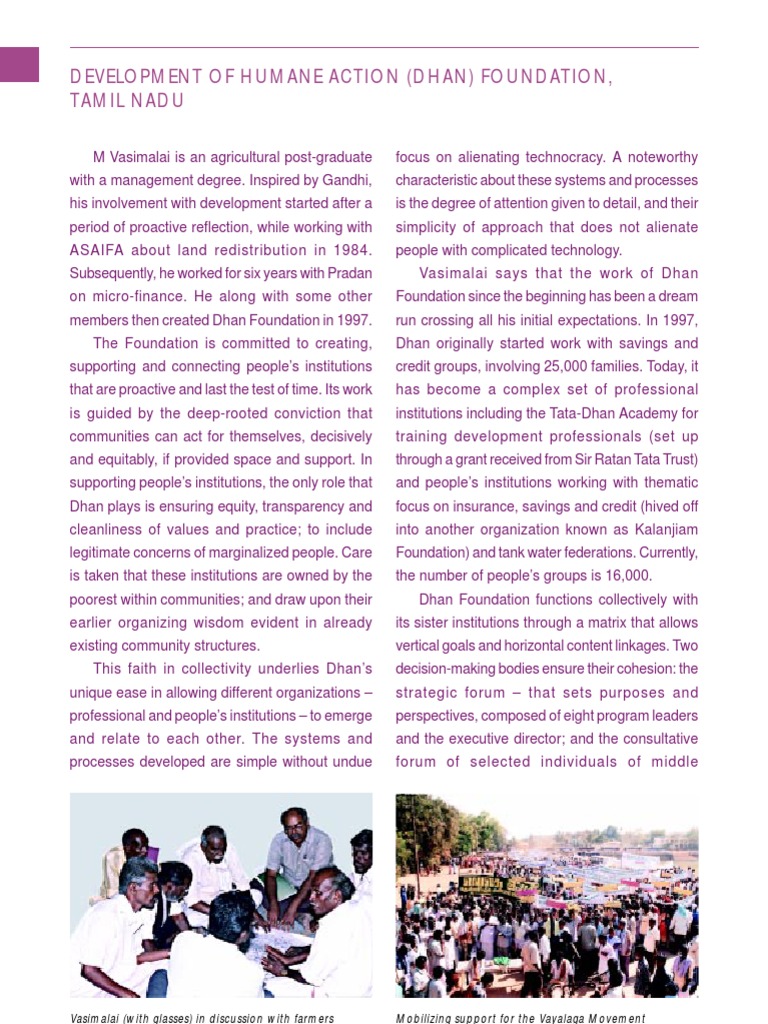 The Development of Dhan Foundation: A Grassroots Organization Committed ...