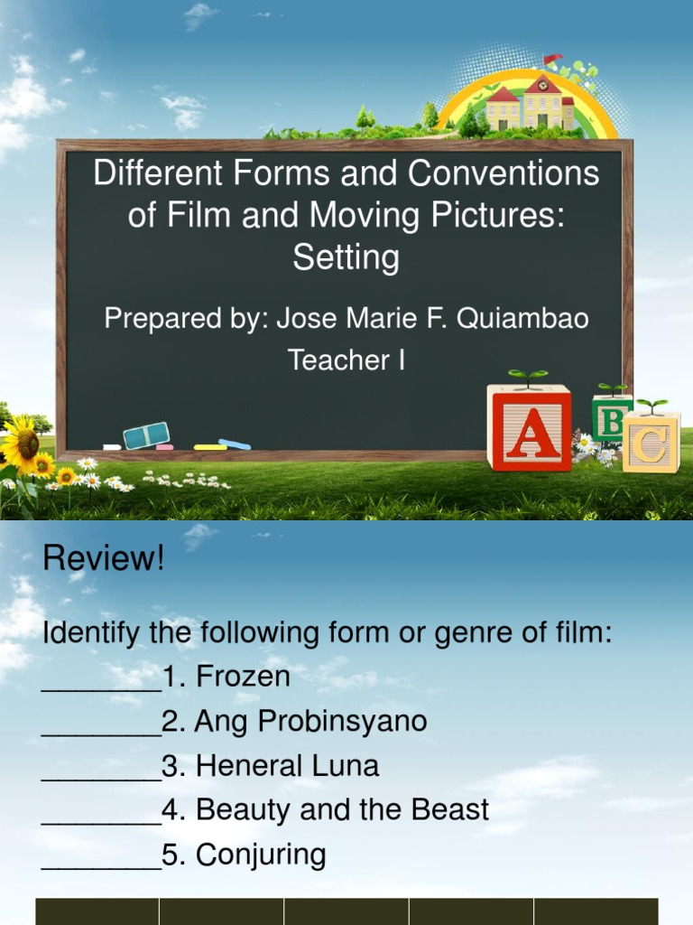 10. Different Forms and Conventions of Film and Moving Pictures Setting ...