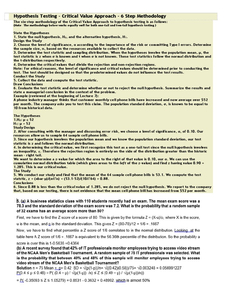 Hypothesis Testing Hand Notre | PDF | P Value | Statistical Hypothesis ...