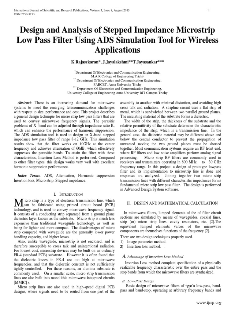 LPF Using Ads | PDF | Electronic Filter | Transmission Line