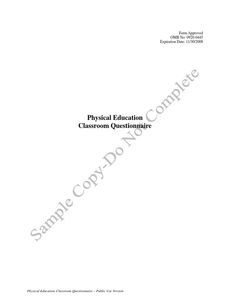 Physical Education Classroom Survey | PDF | Physical Education | Schools