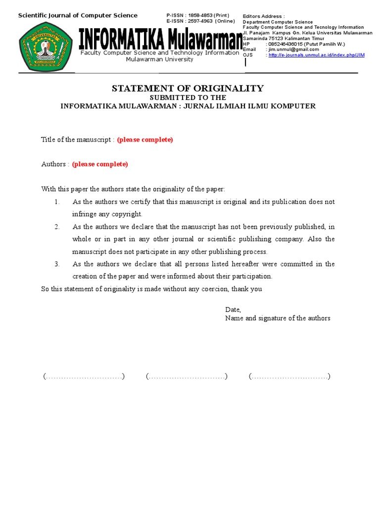 Statement of Originality JIM | PDF | Media Freedom | Freedom Of ...