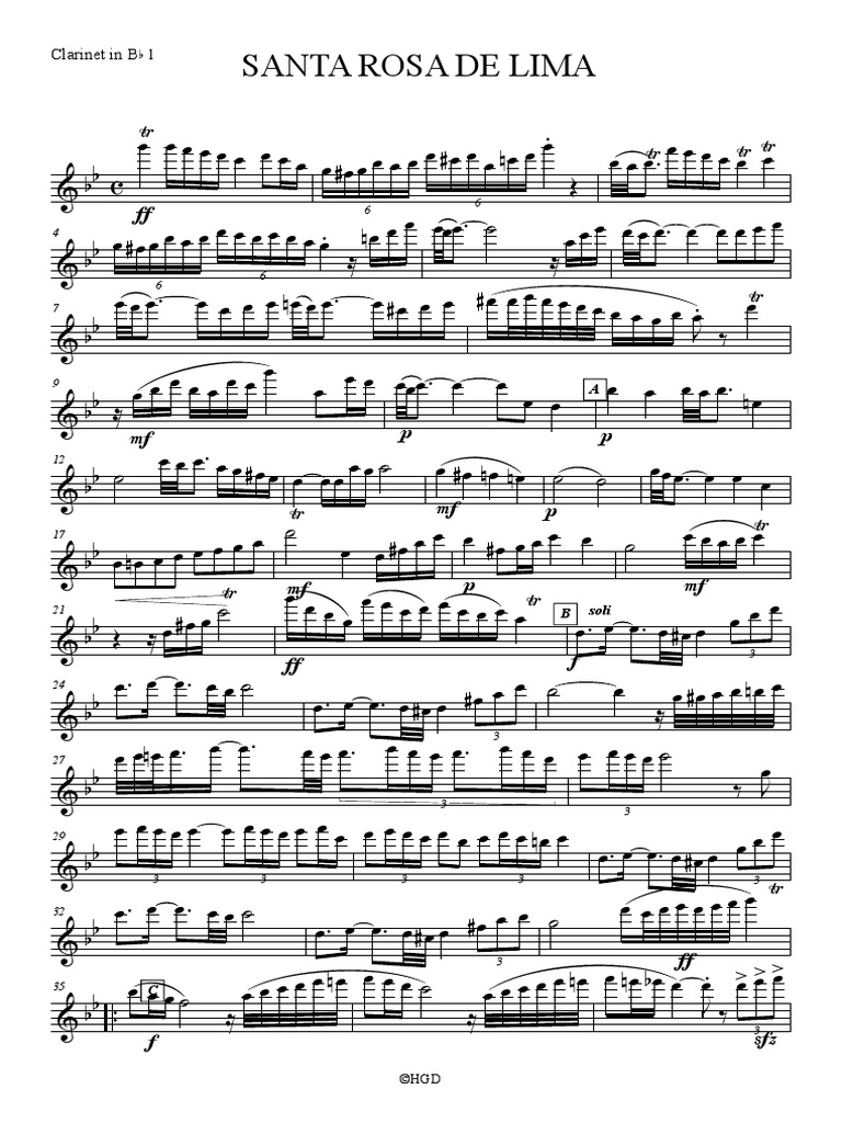 Santa Rosa - Clarinet in BB 1 | PDF