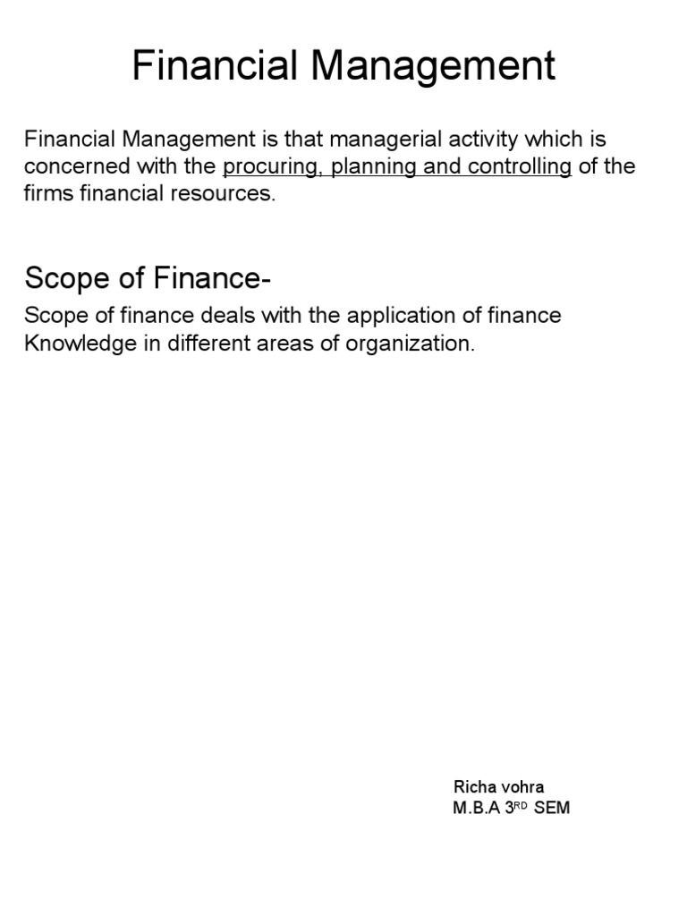Finance Scope and Objective | PDF | Investing | Capital Structure