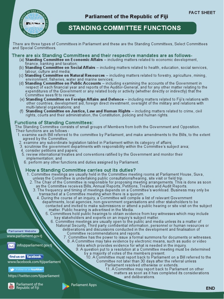 Standing Committee Roles and Functions | PDF | Committee | Human Rights