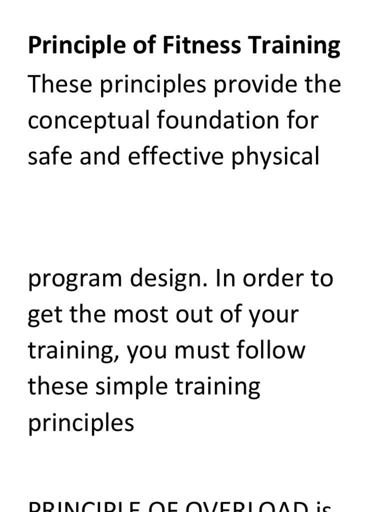 Key Principles of Fitness Training | PDF | Self-Improvement | Wellness
