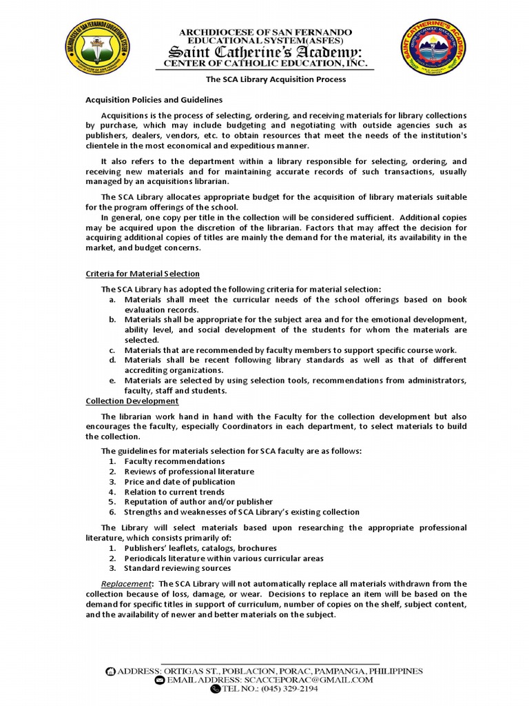Sca-Library Acquisition Program | PDF | Publishing | Receipt