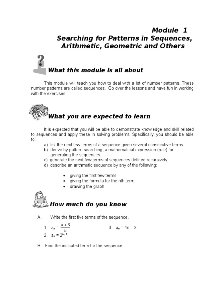 Module 1 Searching For Patterns Sequence And Series Pdf Sequence Fraction Mathematics 3393