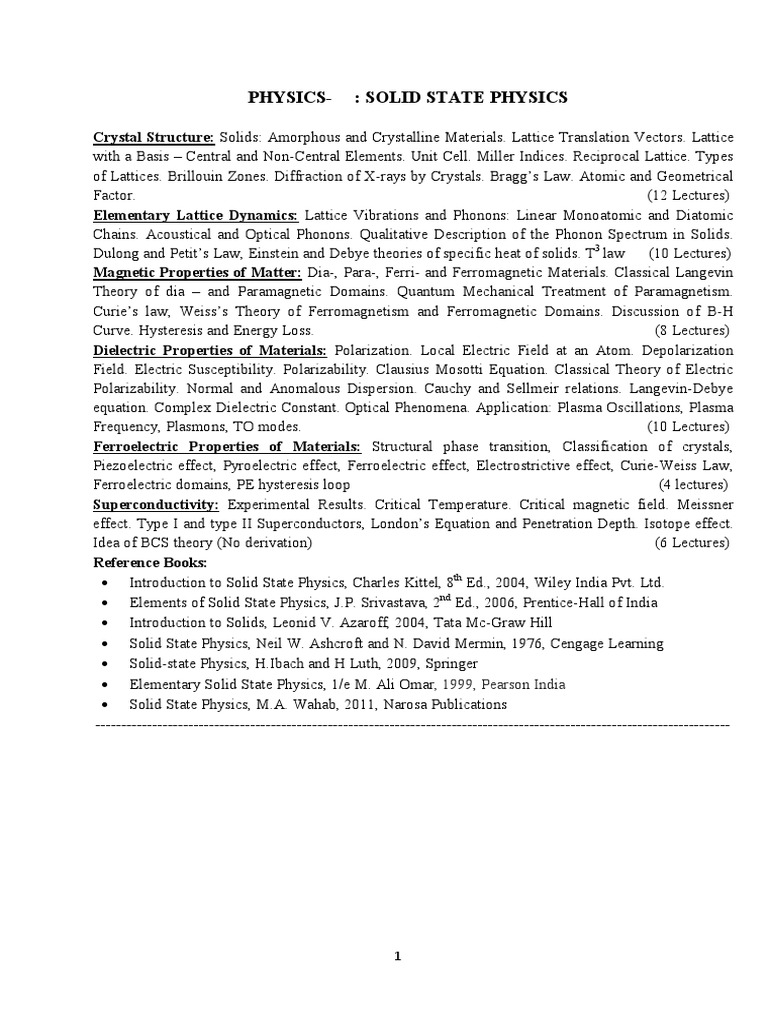 Solid State Physics Delhi University Notes | PDF | Phonon | Crystal ...