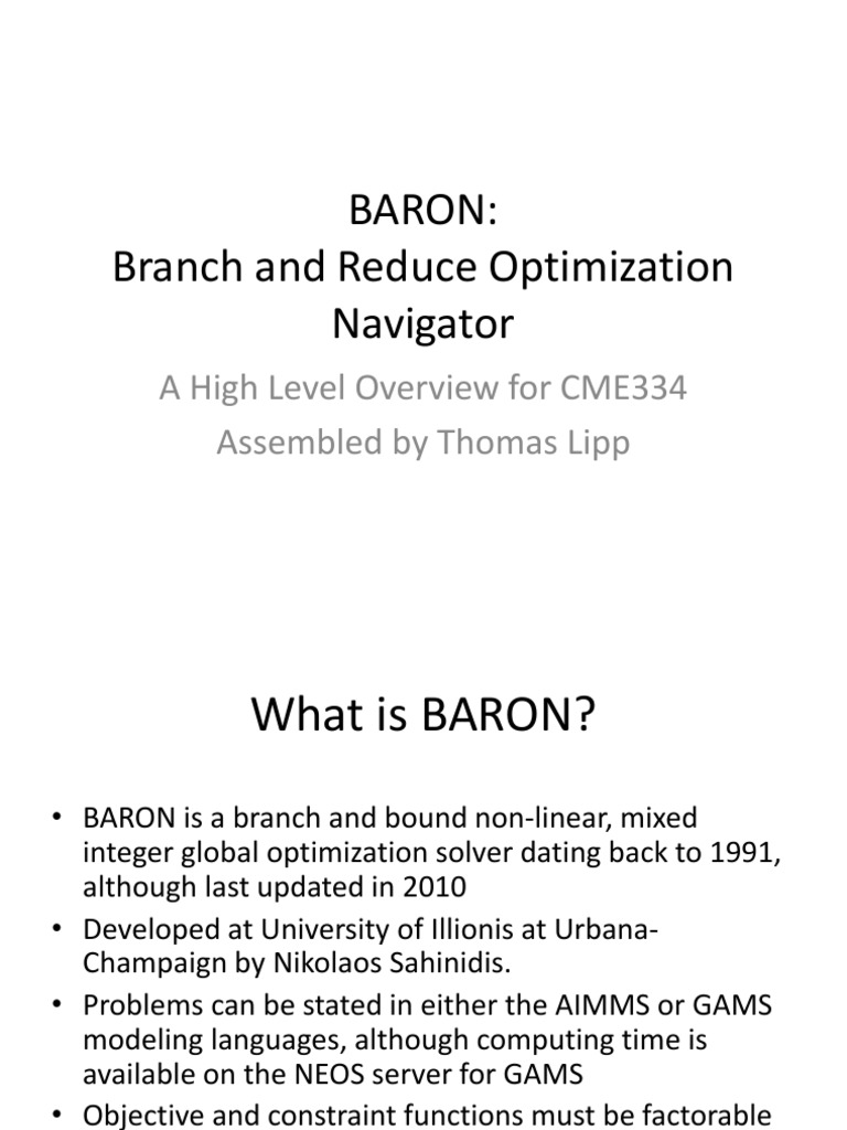 BARON Solver Algorithm | PDF | Nonlinear Programming | Mathematical ...